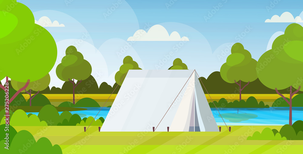 tent camping area campsite near river summer camp travel vacation ...