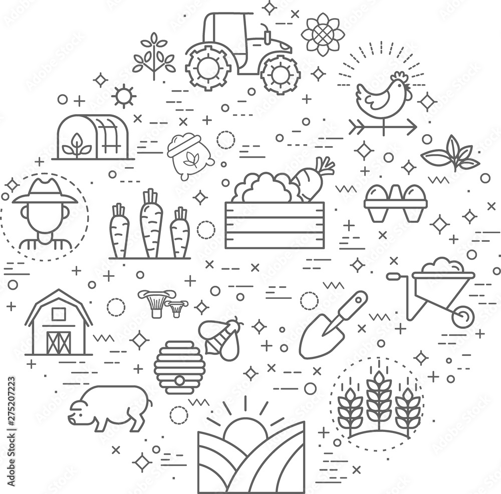 Simple Set of farm and agriculture Related Vector Line Illustration ...