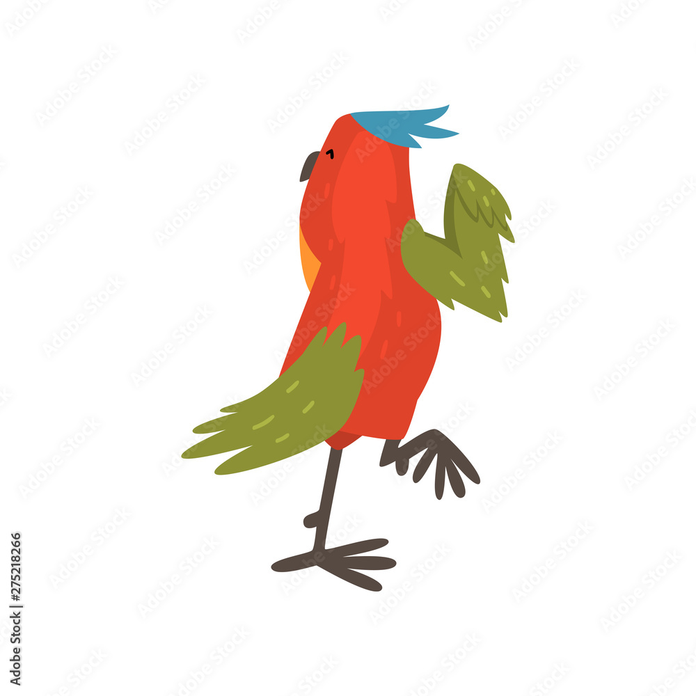 Cute Funny Bird Cartoon Character with Bright Colorful Feathers and ...
