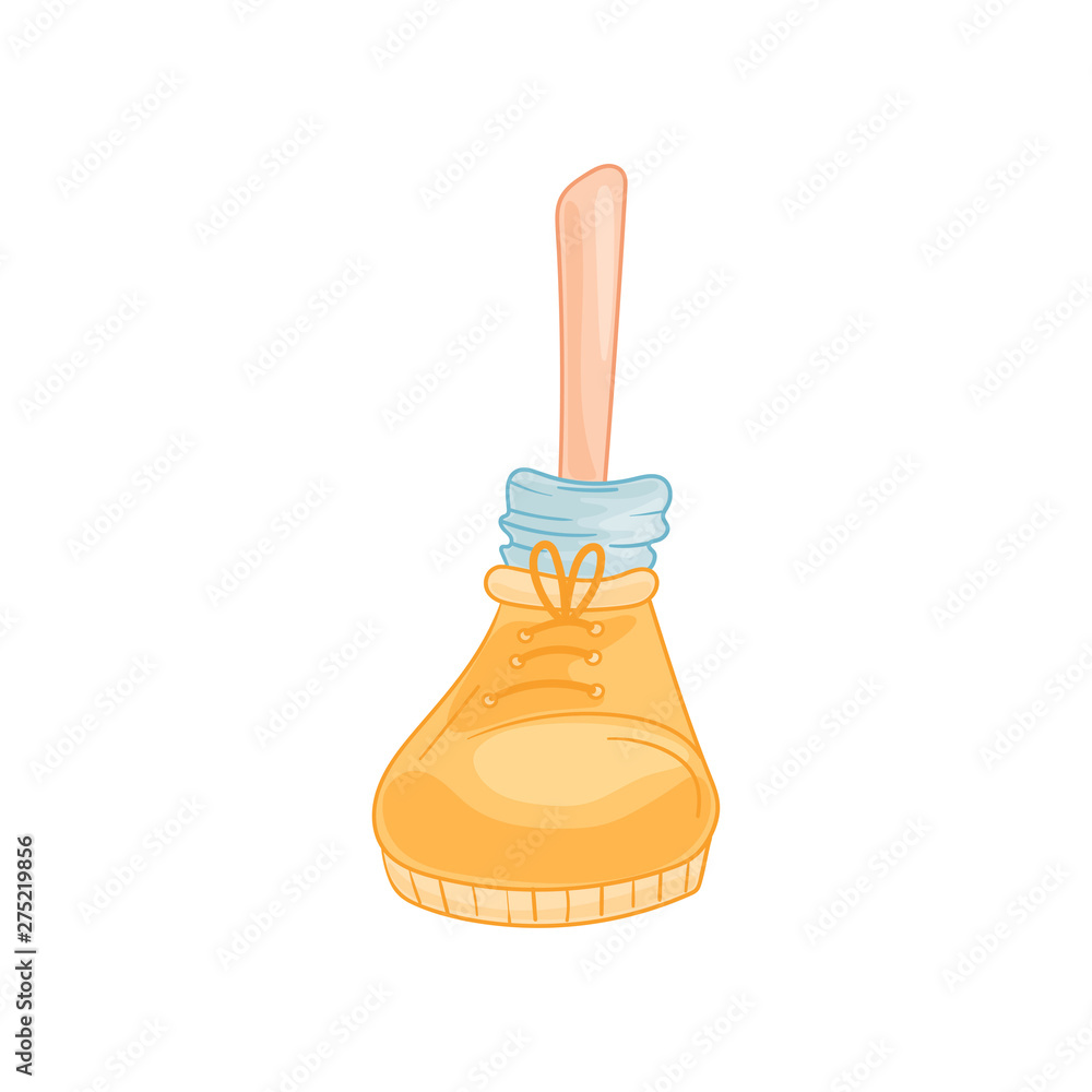 Cartoon foot stands still. Front view. Vector illustration on white ...
