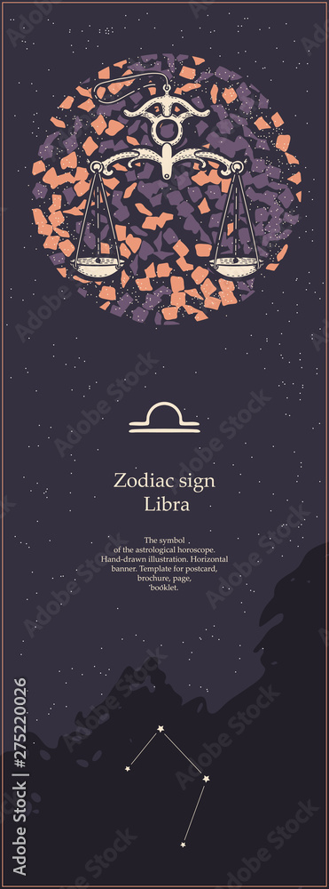 Zodiac sign Libra. The symbol of the astrological horoscope. Hand-drawn ...
