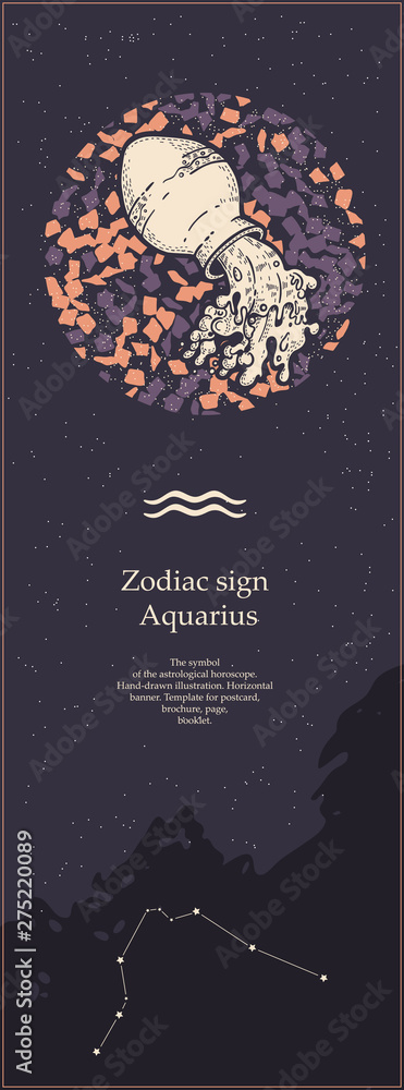 Zodiac sign Aquarius. The symbol of the astrological horoscope. Hand ...