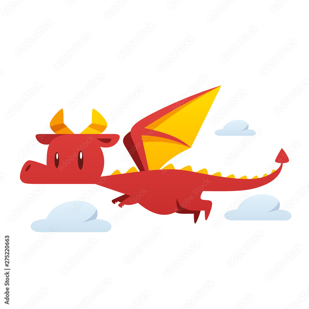 Cartoon dragon flying vector isolated illustration Stock Vector | Adobe ...