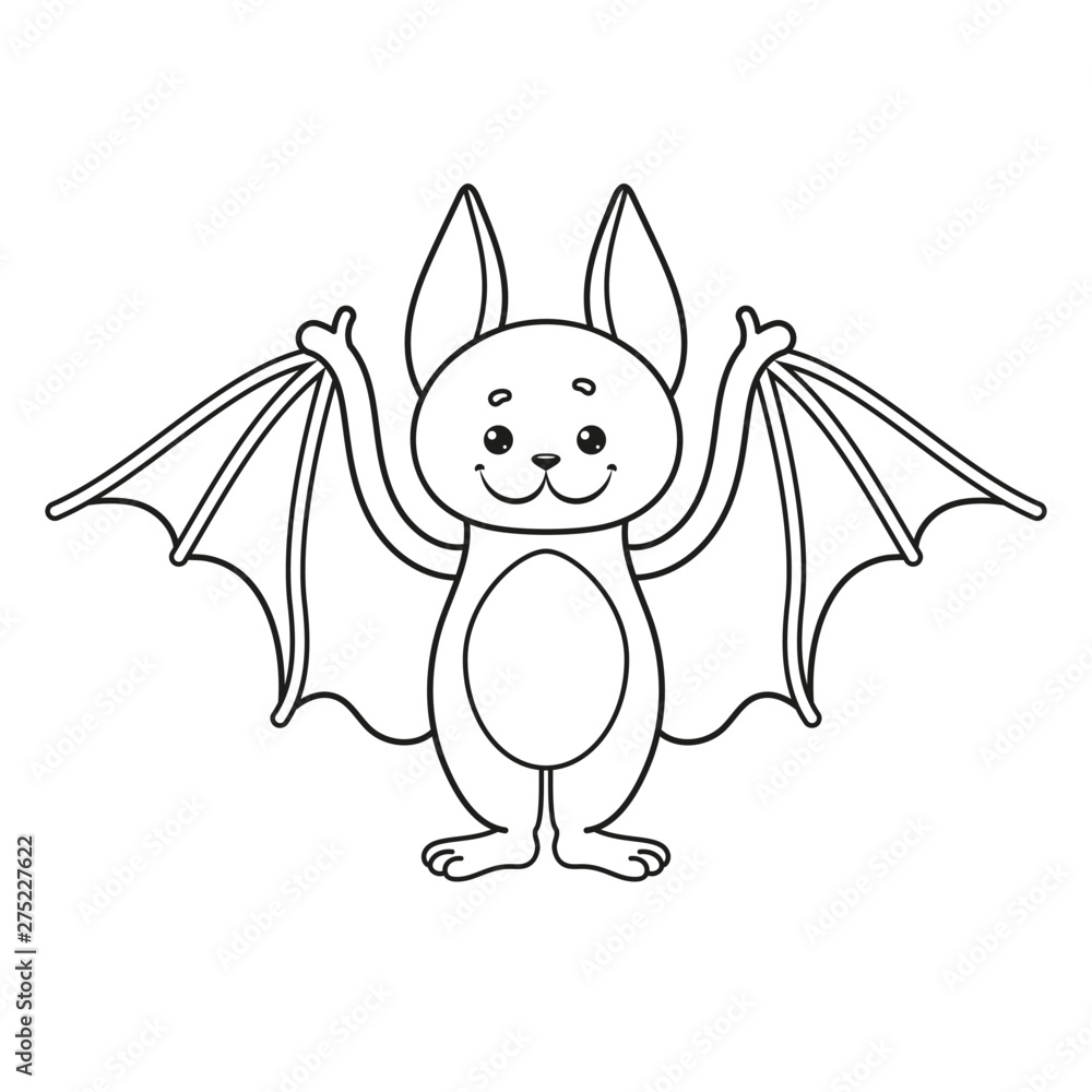 Coloring page with a bat. Vector Illustration. Stock Vector | Adobe Stock