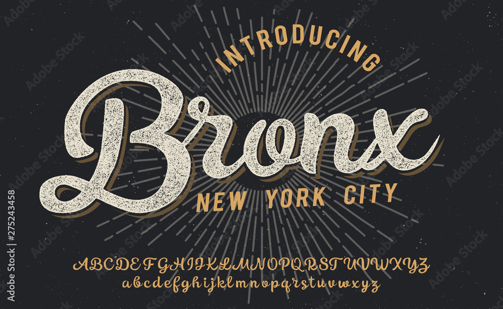 Bronx. New York City print. Hand made script font. Stylish badge for ...