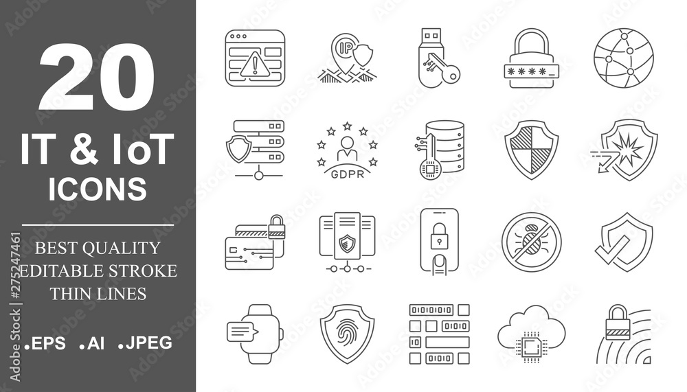 Computer network icons, IT, IoT, AI networking technology ...