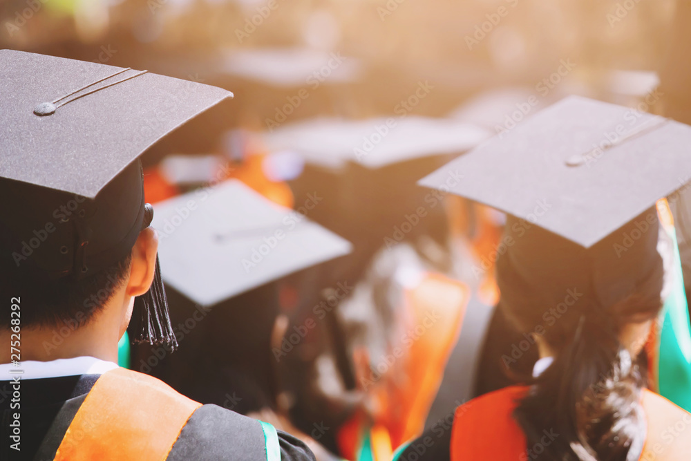 backside graduation hats during commencement success graduates of the ...