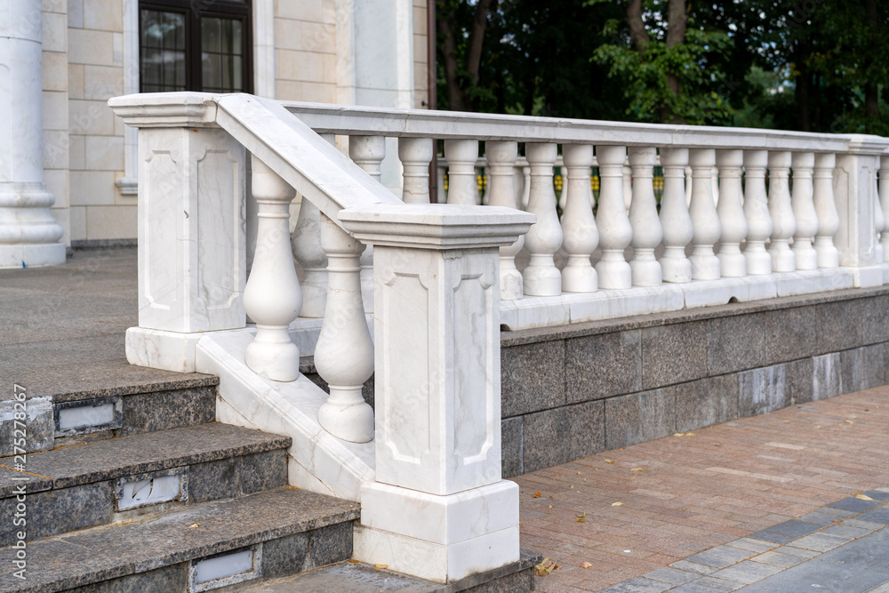white palace railings with blown props. Beautiful classical ...