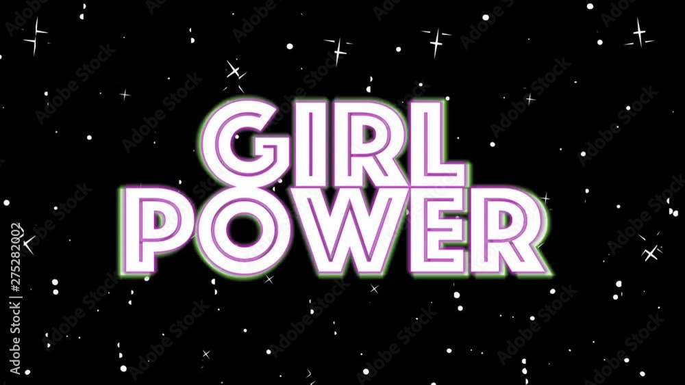 Girls Power Title written in glowing pink text, neon light text in ...