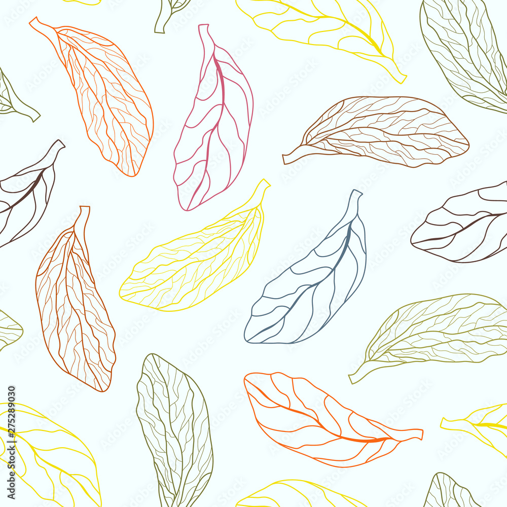 Line art vector leaves seamless pattern, backgrounds, wallpaper ...