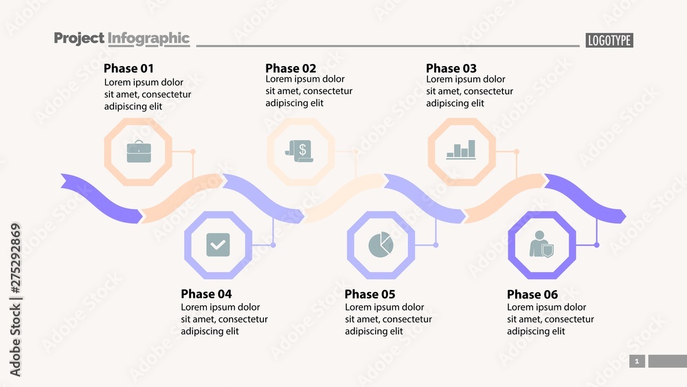 Six phase process chart design. Element of chart, diagram, infographic ...