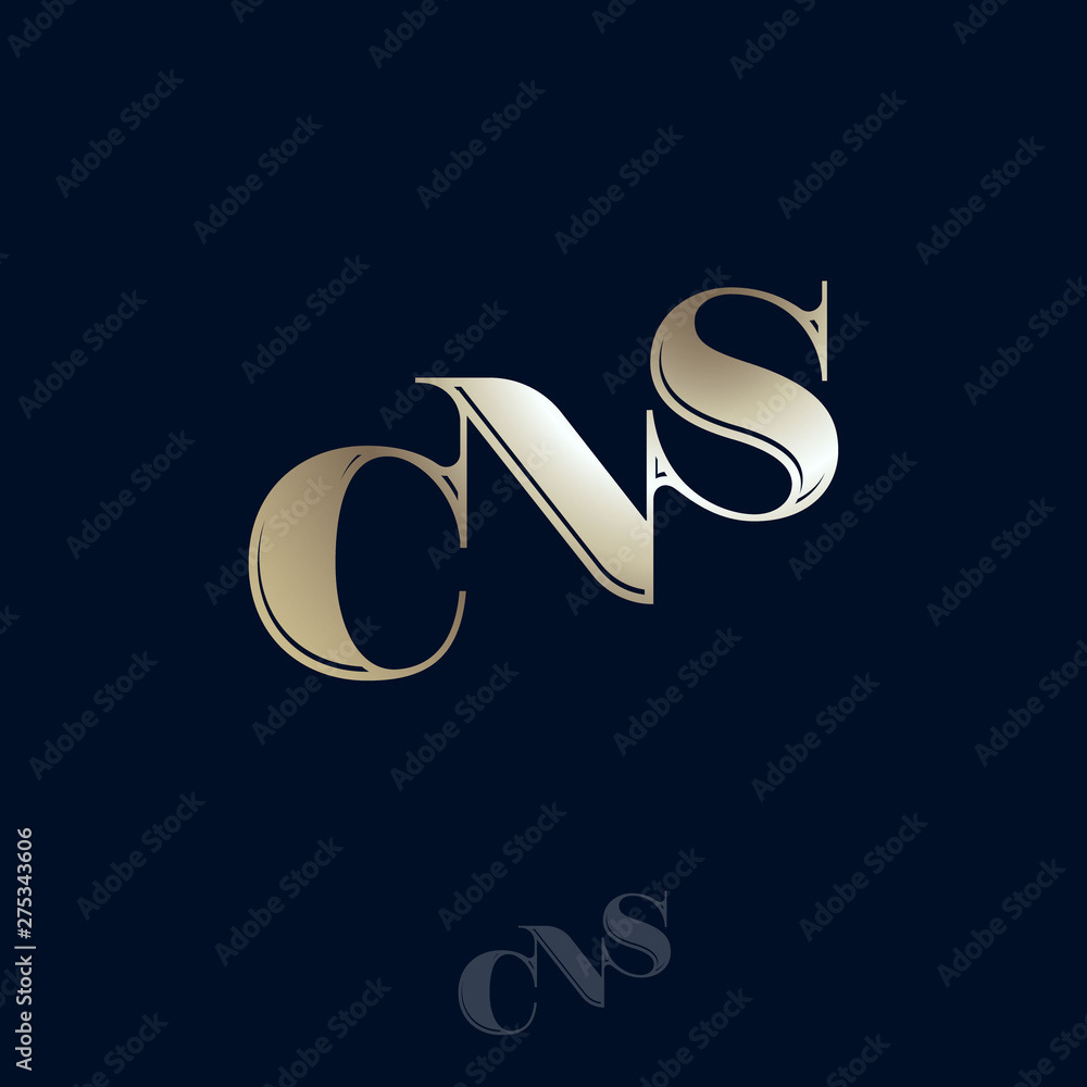 C, N, S Golden monogram. C, N and S combined letters logo. Typography ...