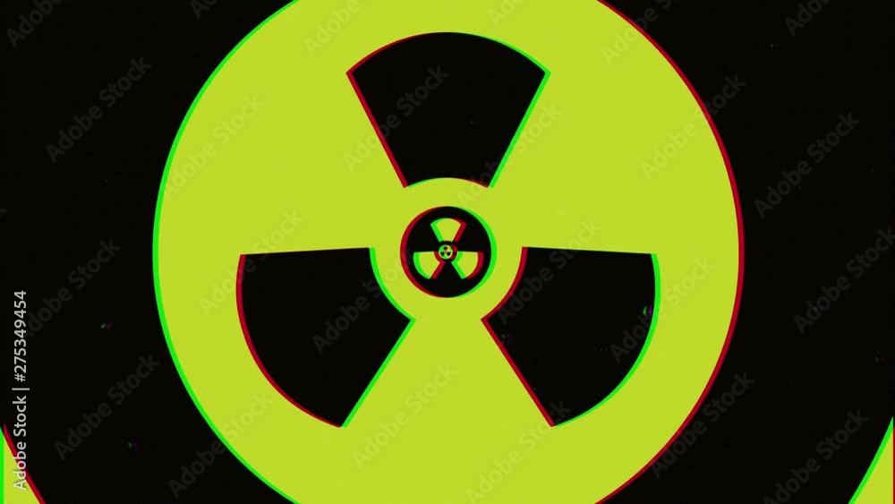 Abstract animation of radioactivity symbol with hypnotic zoom effect ...