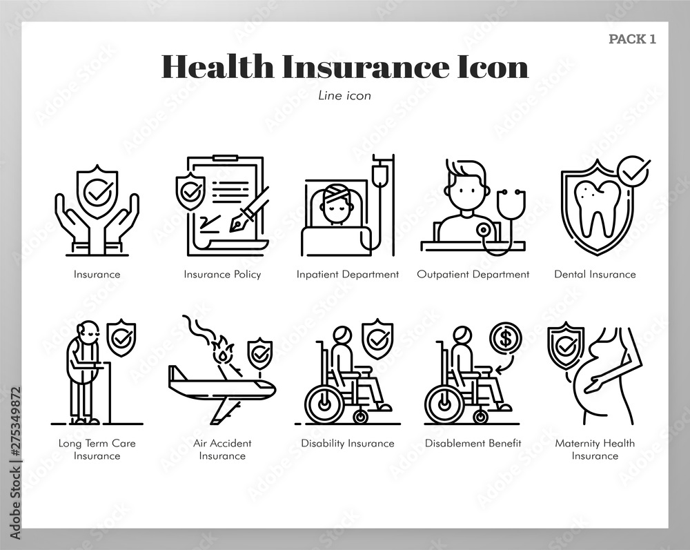 Health insurance icons Line pack Stock Vector | Adobe Stock