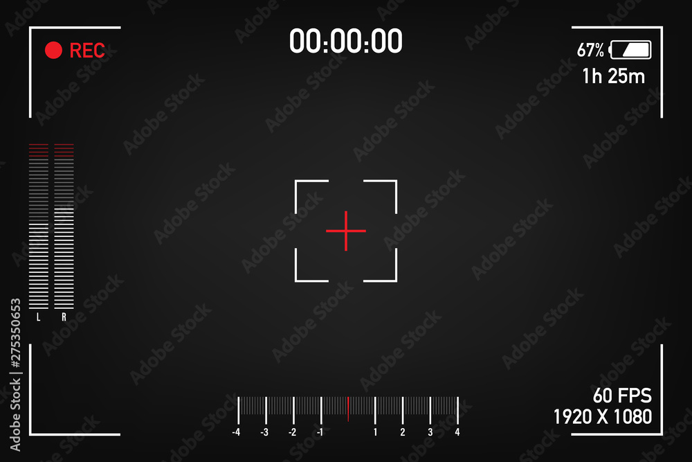 Camera view viewing images. Visual screen focusing. Video recording ...