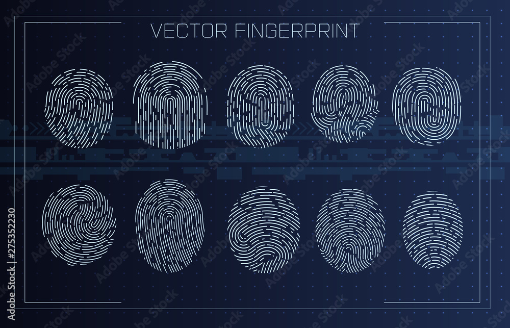 Fingerprint Scanning Identification system in futuristic HUD style ...
