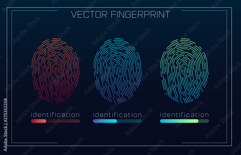 Fingerprint Scanning Identification system in futuristic HUD style ...