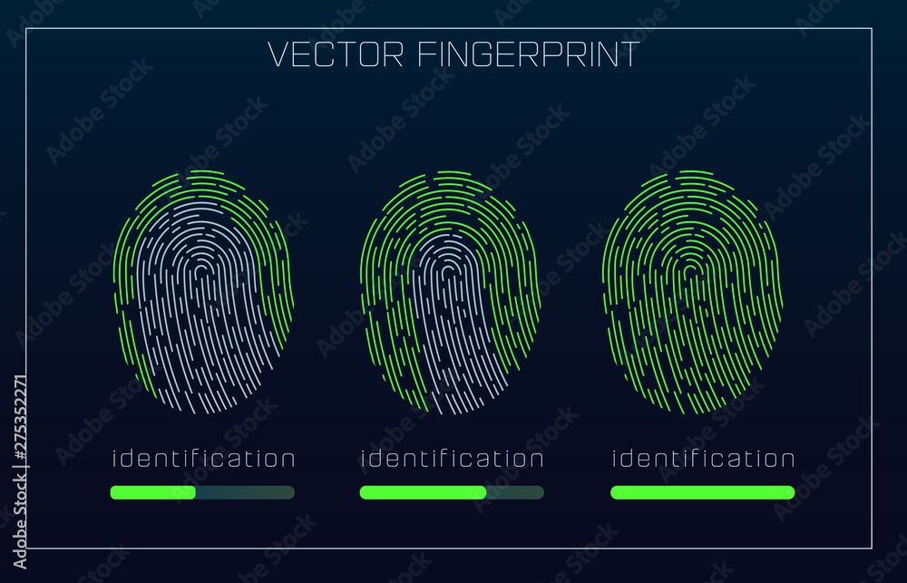 Fingerprint Scanning Identification system in futuristic HUD style ...