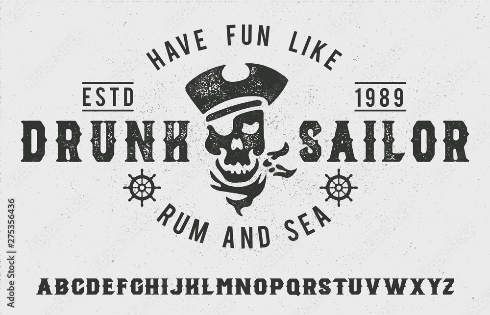Sailor. Serif font. Vintage handmade typeface. Original hand made font ...