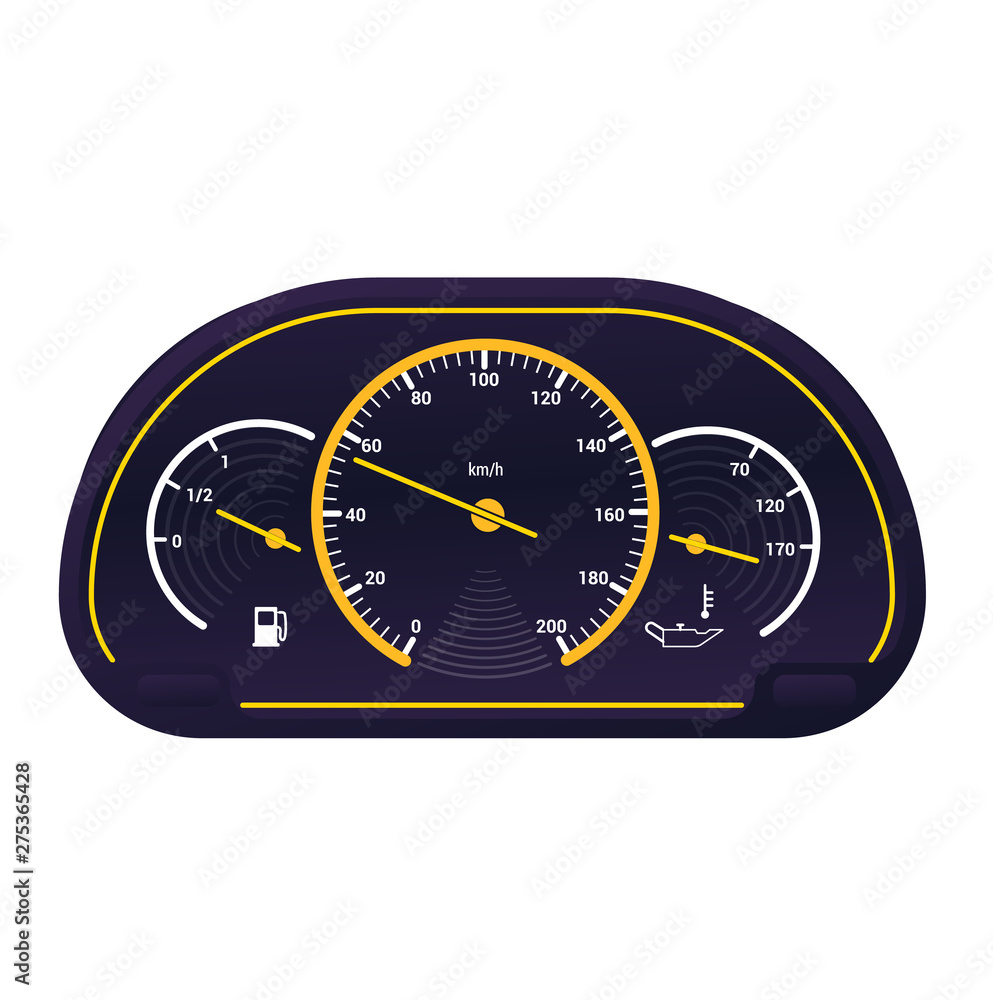 Speedometer vector car speed dashboard panel and speed-up power ...