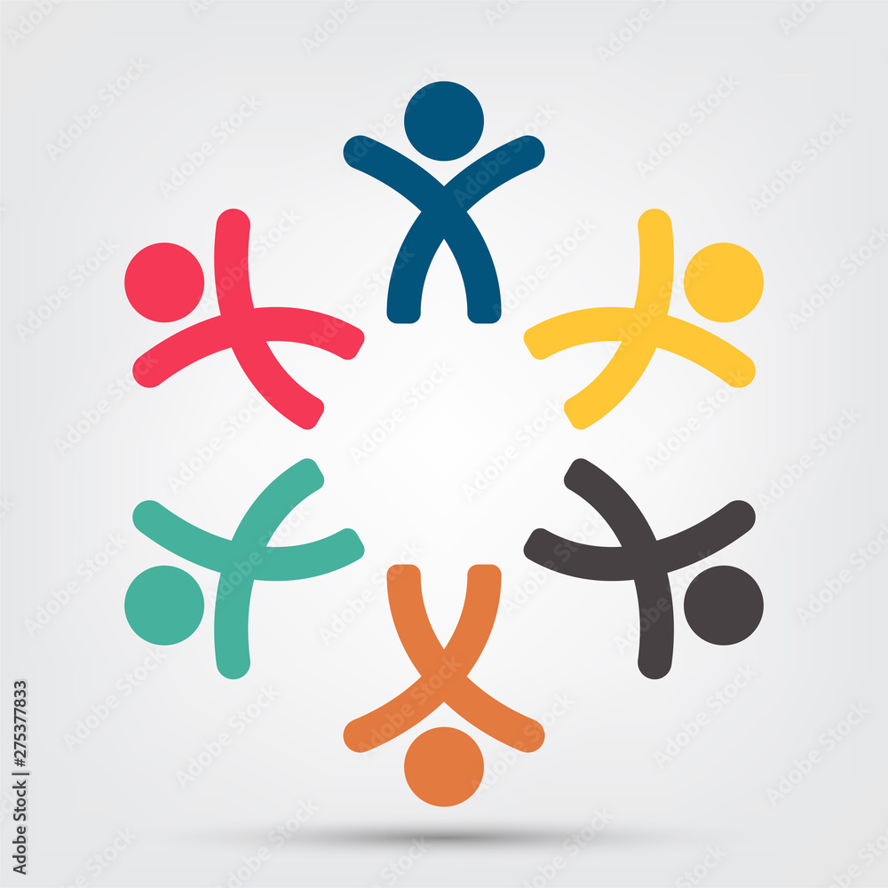 meeting teamwork room people logo.group of six persons in circle ...
