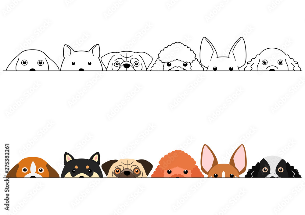 peeping small dogs border set Stock Vector | Adobe Stock