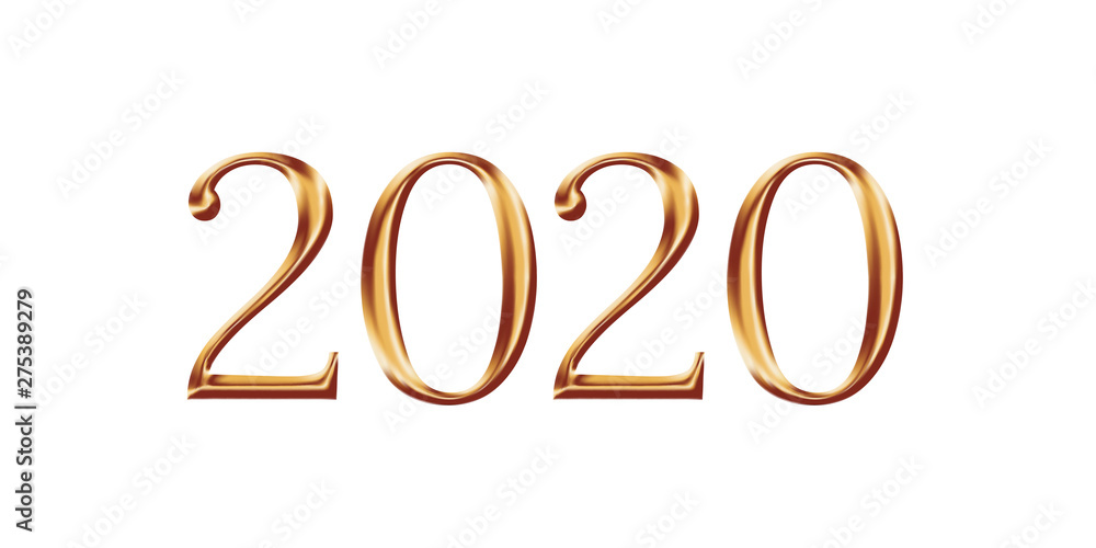 2020 golden numbers isolated on white background. Luxury stylized ...
