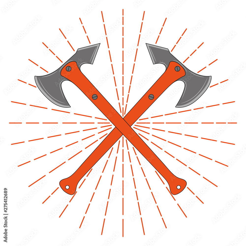 Crossed throwing ax icon. Crossed axes silhouette. Vector illustration ...