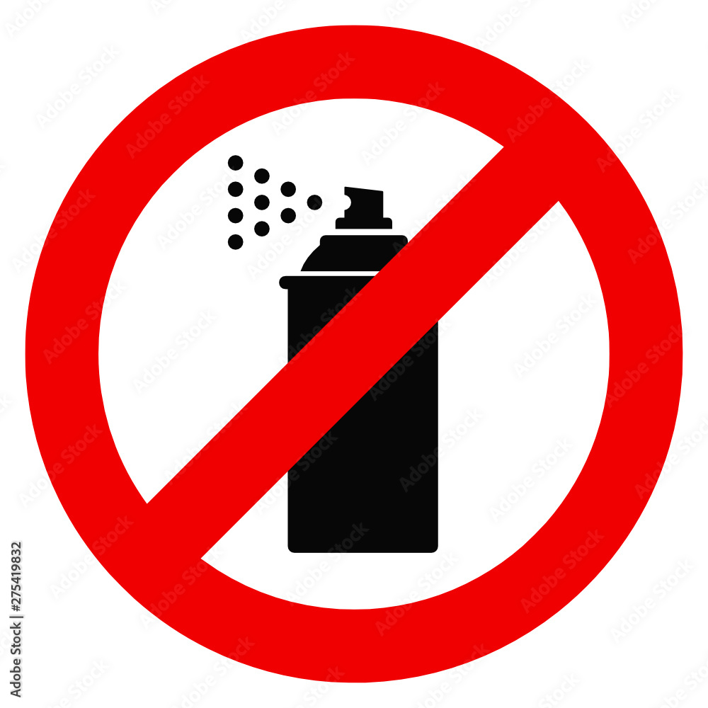 Vector illustration icon of spray can painting prohibition sign. no ...