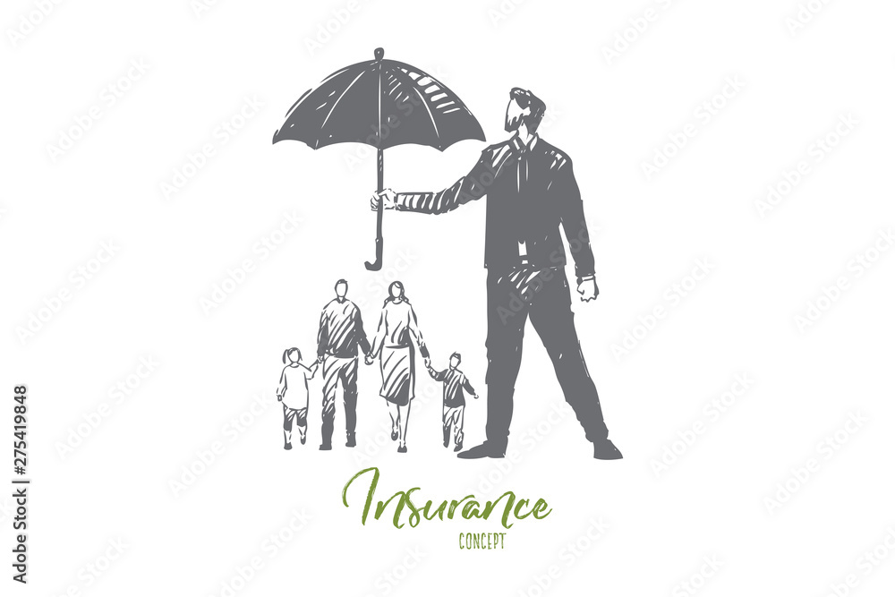 Health insurance concept sketch. Isolated vector illustration Stock ...