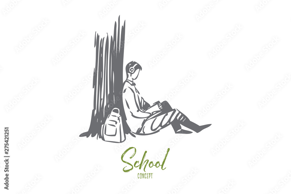 Teenage student concept sketch. Isolated vector illustration Stock ...