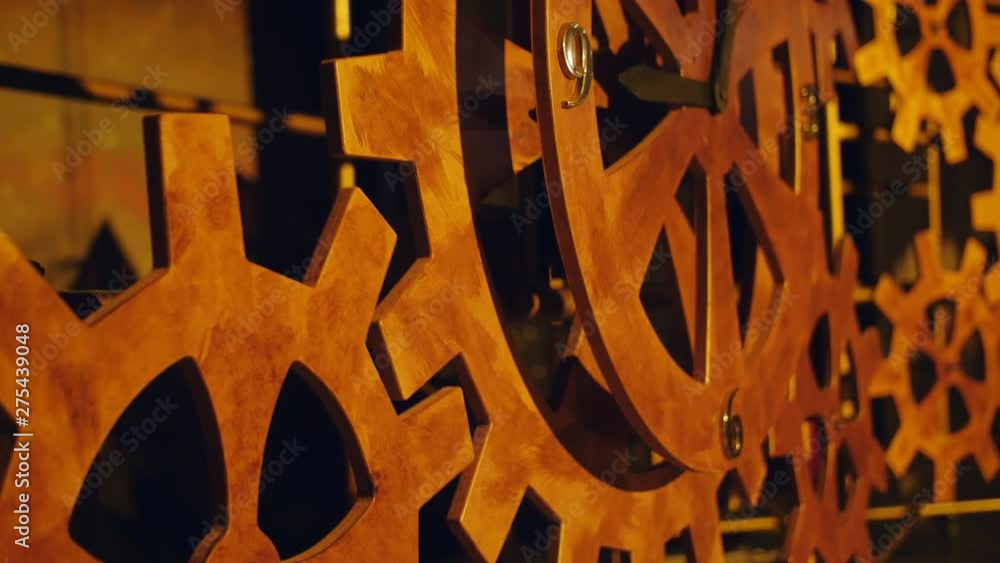 A lot of rotating wooden gears in a huge clock mechanism. Stock Video ...