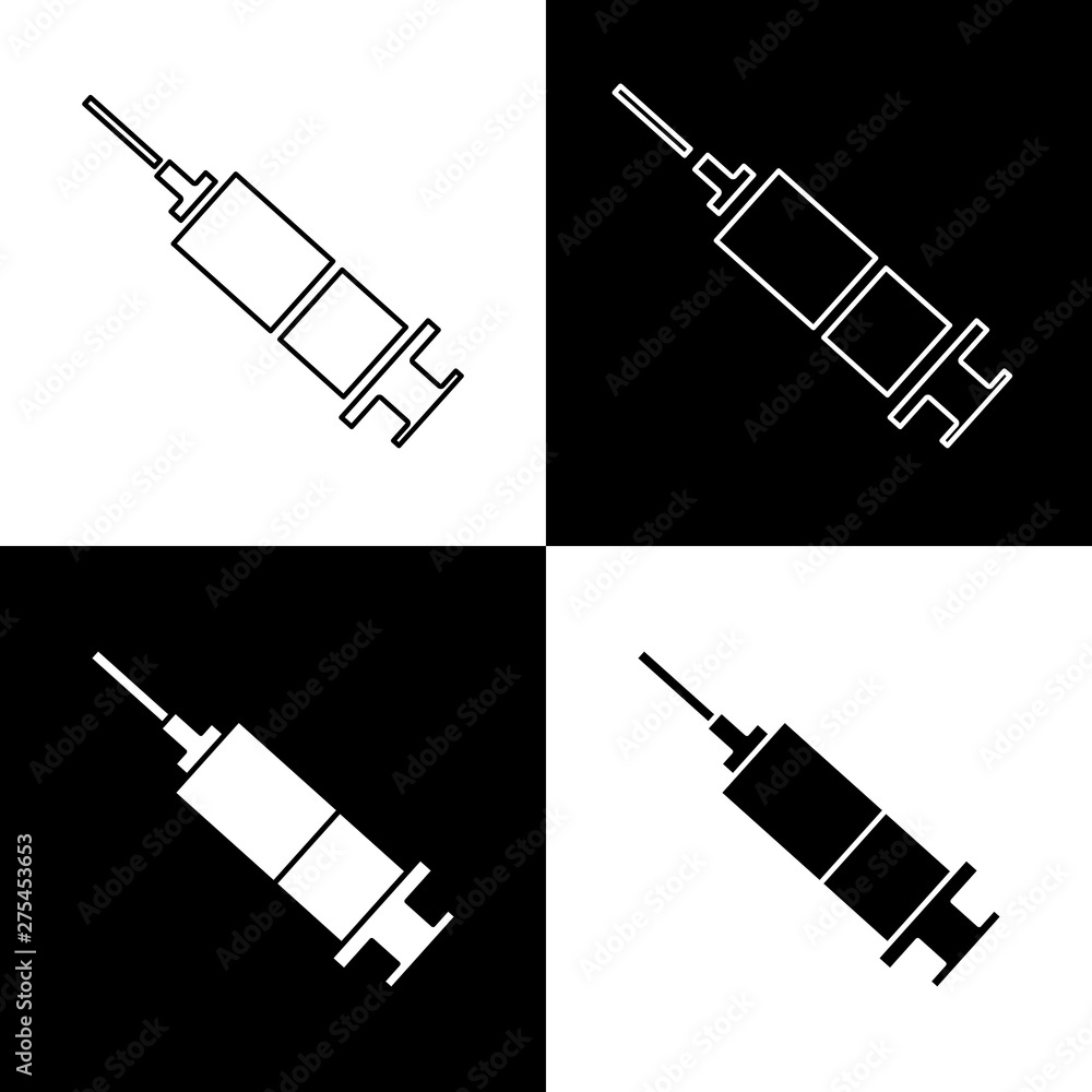 Flat line minimal syringe icon set. Simple vector syringe icon set ...