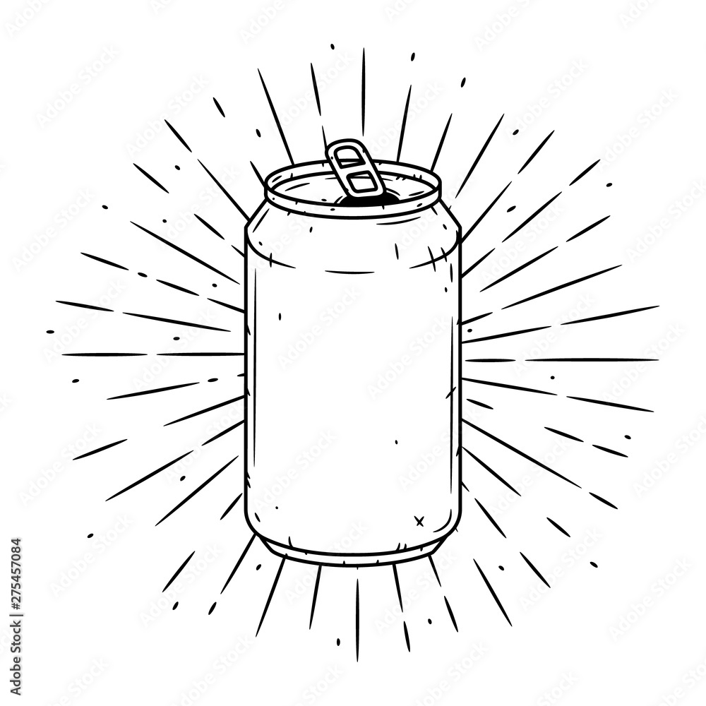Aluminum can. Hand drawn vector illustration with Aluminum can and ...