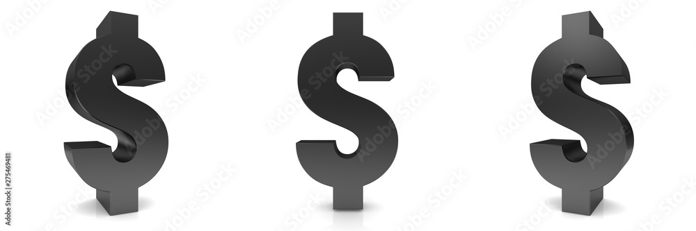 dollar sign black 3d icon set cash symbol sale sign Stock Illustration ...
