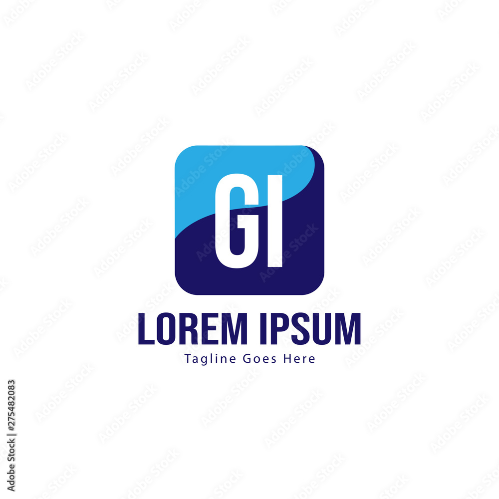 Initial GI logo template with modern frame. Minimalist GI letter logo ...