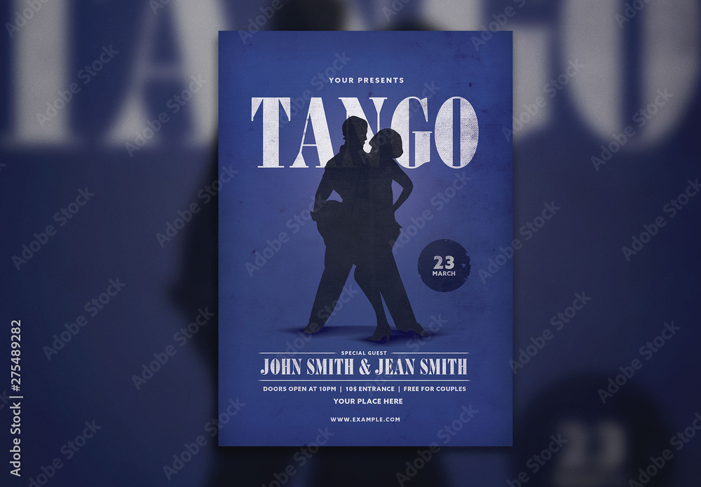Tango Dance Flyer Layout with Graphic Elements Stock Template | Adobe Stock