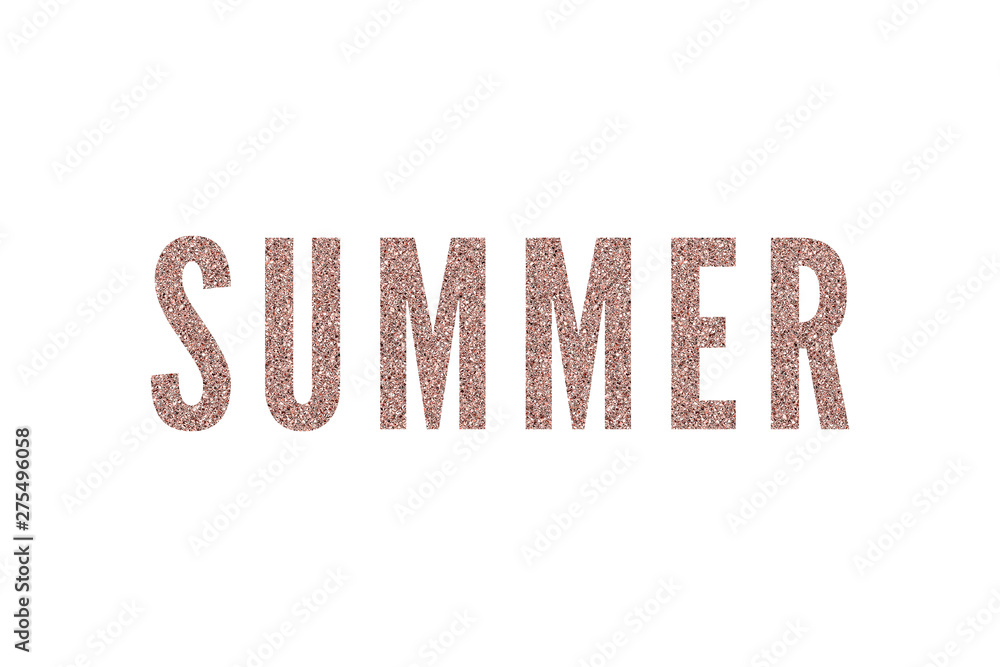 Summer in Rose Gold Glitter, Rose Gold Glitter Word Summer Isolated on ...