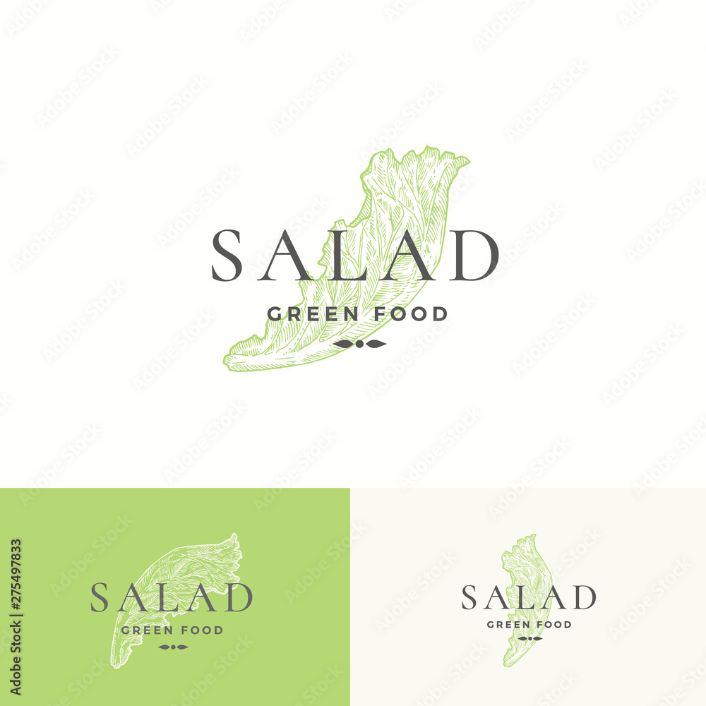 Salad Lettuce Abstract Vector Sign, Symbol or Logo Template. Premium ...