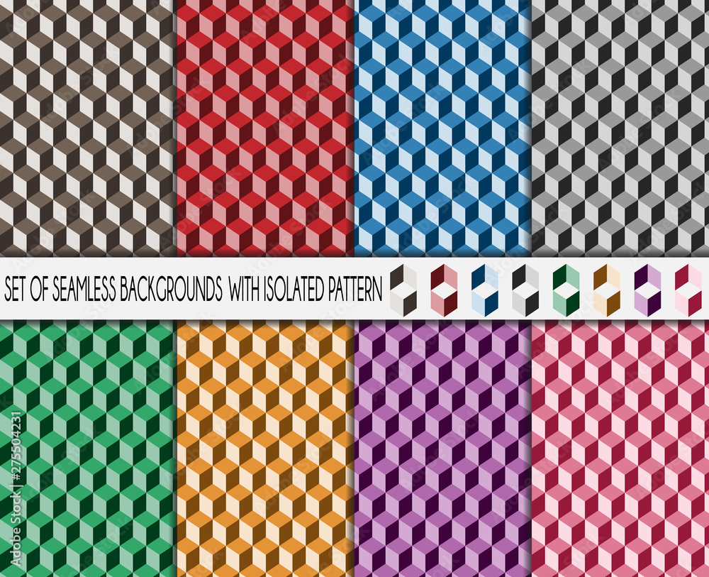 Motif répété sous forme géométrique de cube - Motif isolé pour ...