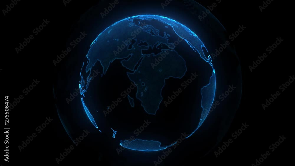 Vidéo Stock Blue Digital blue shinny globe of Earth. Rotation of glossy ...