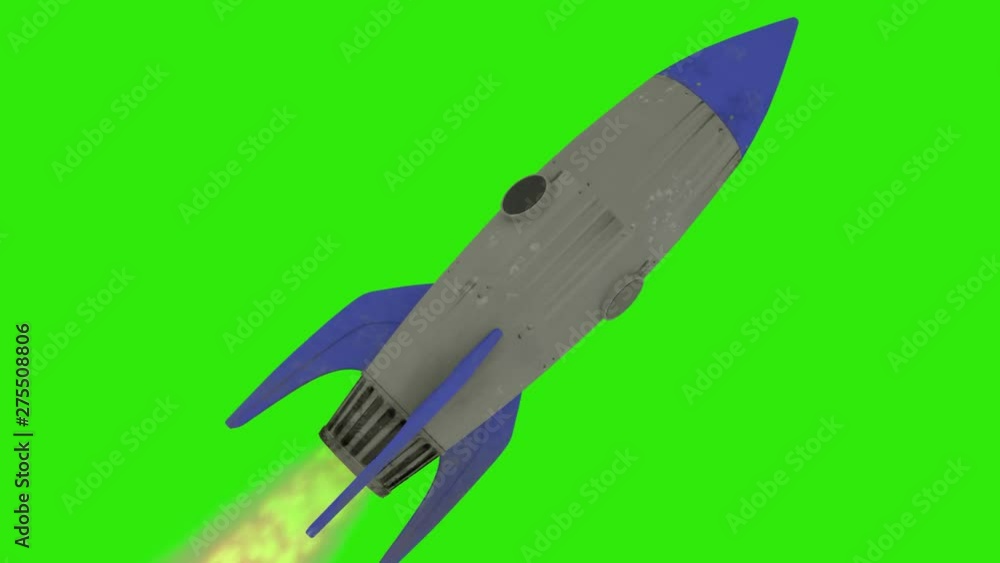Rocket Ship Flying Through Space Animation. Green Screen Background ...