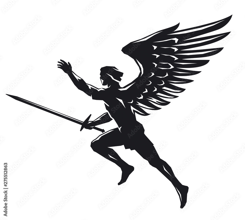 Angel with sword Stock Vector | Adobe Stock