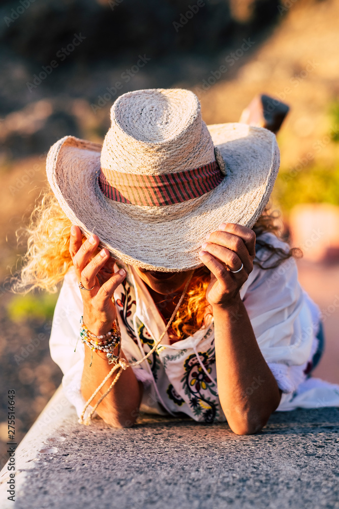 Girls Hiding Face Wearing Cap