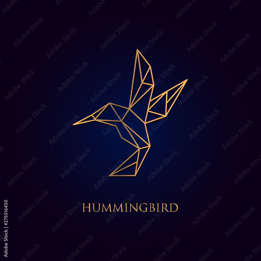 gold hummingbirds line art logo designs Stock Vector | Adobe Stock