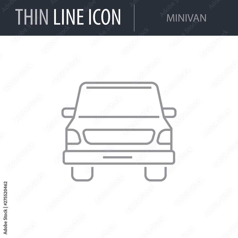 Symbol of Minivan. Thin line Icon of Transportation. Stroke Pictogram ...