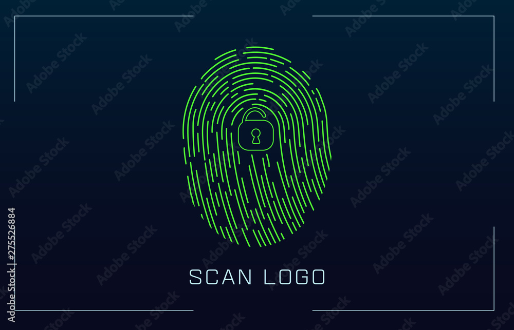 Fingerprint Scanning Identification system in futuristic HUD style ...