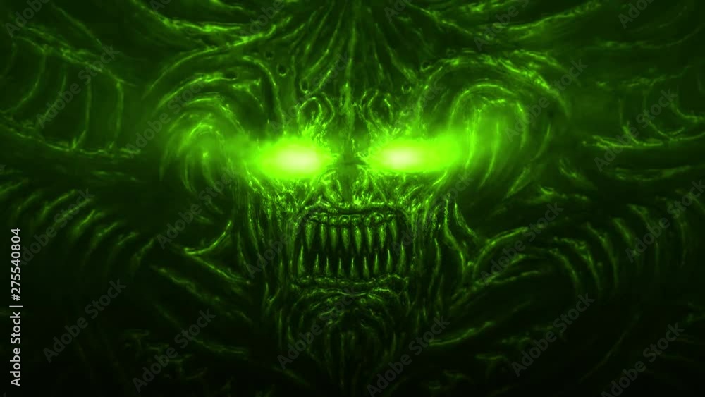 Video Stock Evil screaming demon with horns and burning eyes. Angry ...