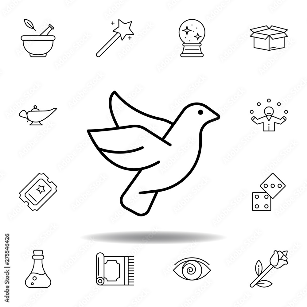 dove magic animal outline icon. elements of magic illustration line ...
