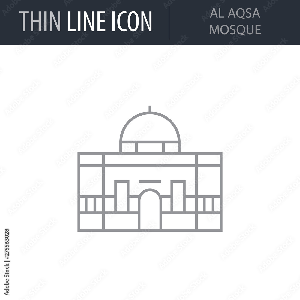 Symbol of Al Aqsa Mosque. Thin line Icon of Landmark Set. Stroke ...